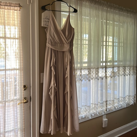 David's Bridal | Dresses | Long Simple Tan Gown Worn Once Very ...